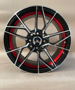 DX245 15X7.0 8B(4-100/4-114.3) BLACK MACHINE FACE+RED UNDERCUT – RINES ...